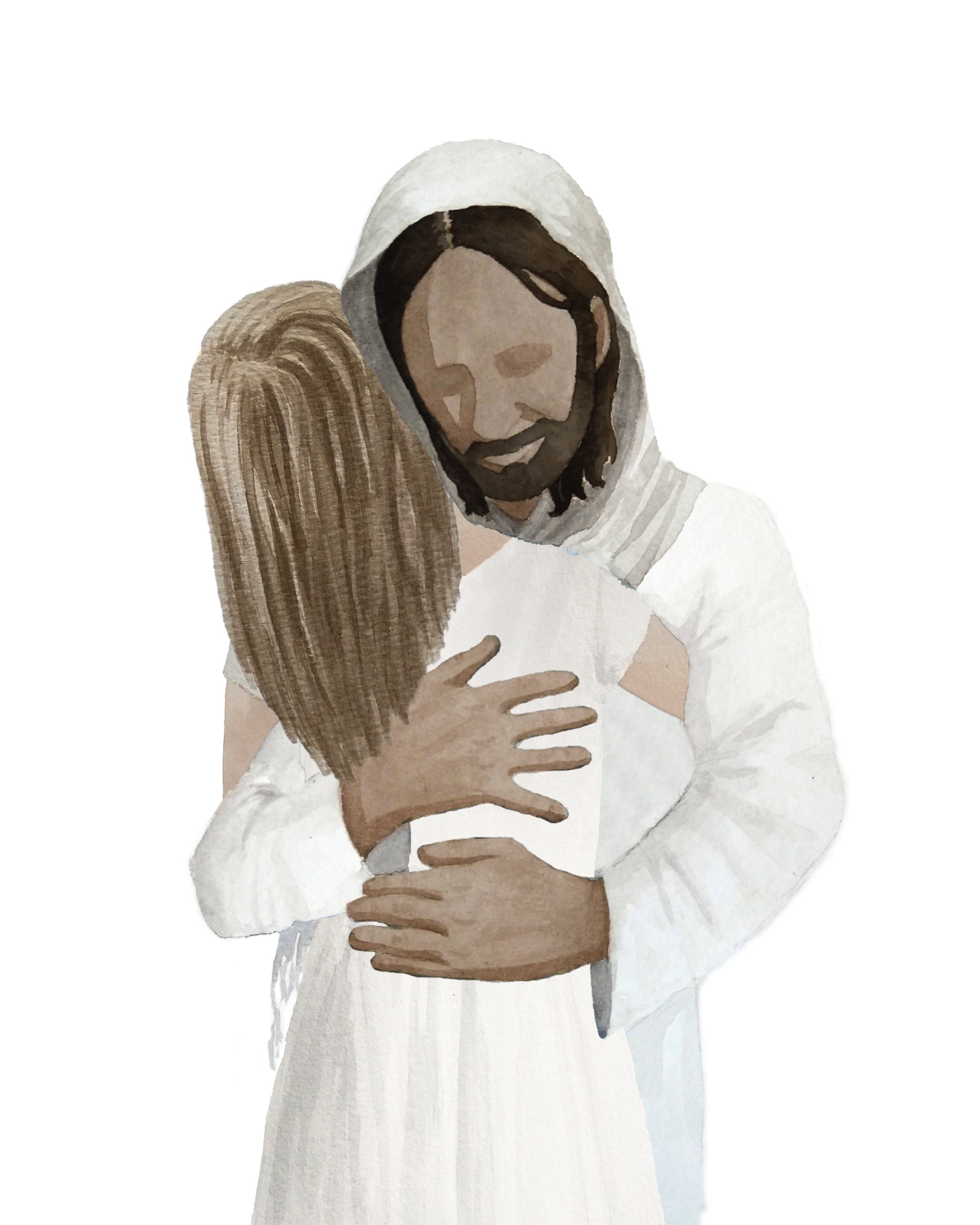 Jesus Christ Hugging Girl With Brown Hair and Fair Skin Latter-day ...
