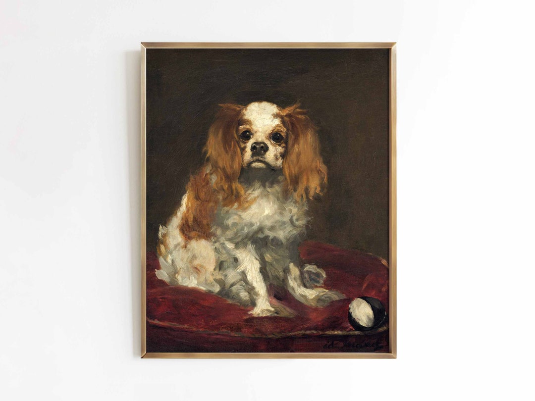 King Charles Spaniel | Vintage Pet Dog Oil Painting Print | Edouard ...