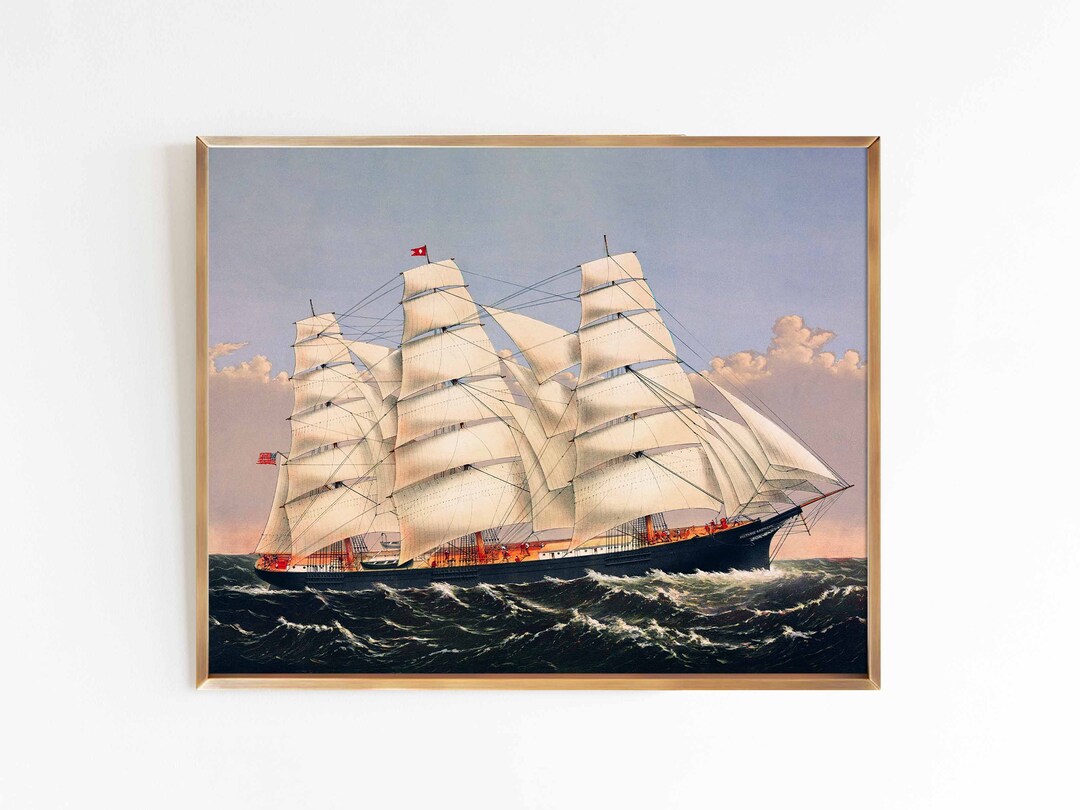 Tall Ship | Fine Art Print of Original Vintage Illustration of Antique ...