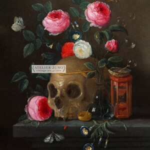 Vanitas | Vintage Goth Oil Painting | Black and Pink | Macabre Haunted ...