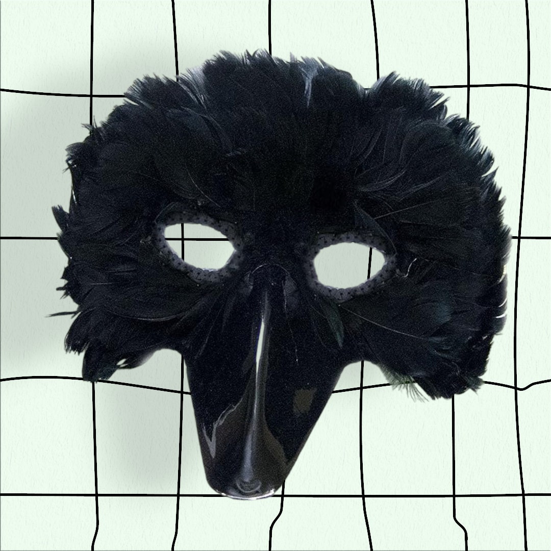 Handmade Black Feather Bird Mask With Black Beak Sequin Eyes Crow ...