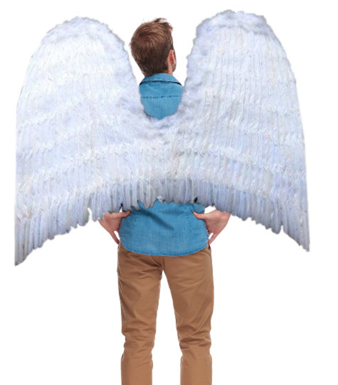Handmade Huge Large White Feather Angel Wings Halloween W/ Free Halo ...