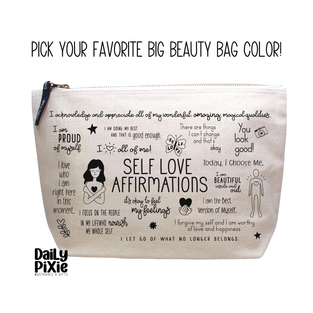 Self Love Beauty Bag – Big Makeup Bag With Inspiring Affirmations ...