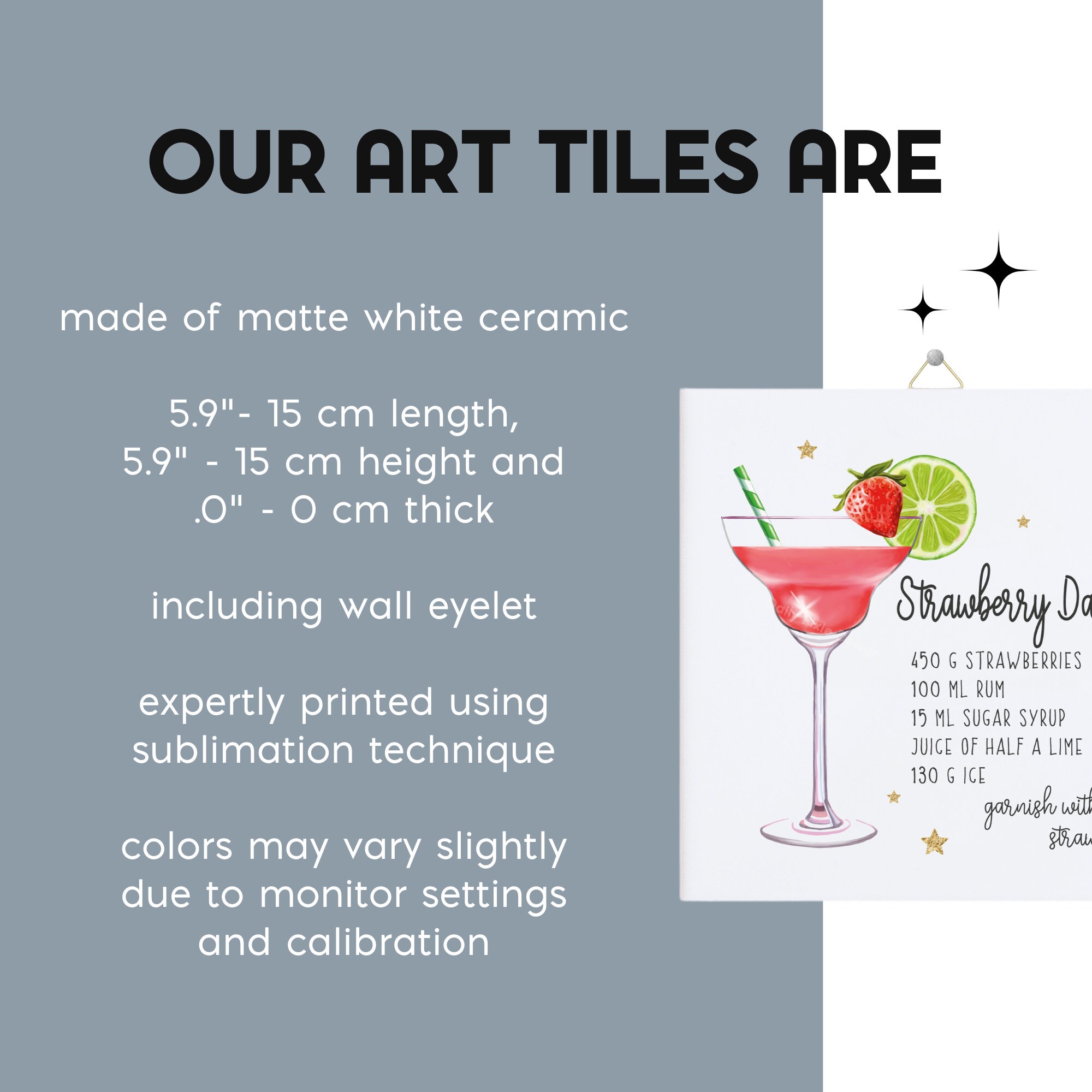 Trendy Twist & Sip Strawberry Daiquiri Cocktail Tile Chic Cocktail ...