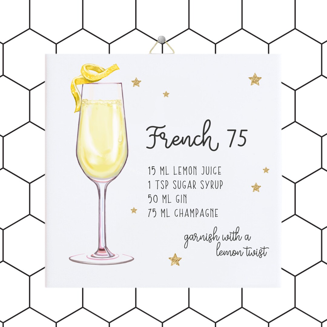 Trendy Twist & Sip French 75 Cocktail Tile Chic Cocktail Charm Stylish ...