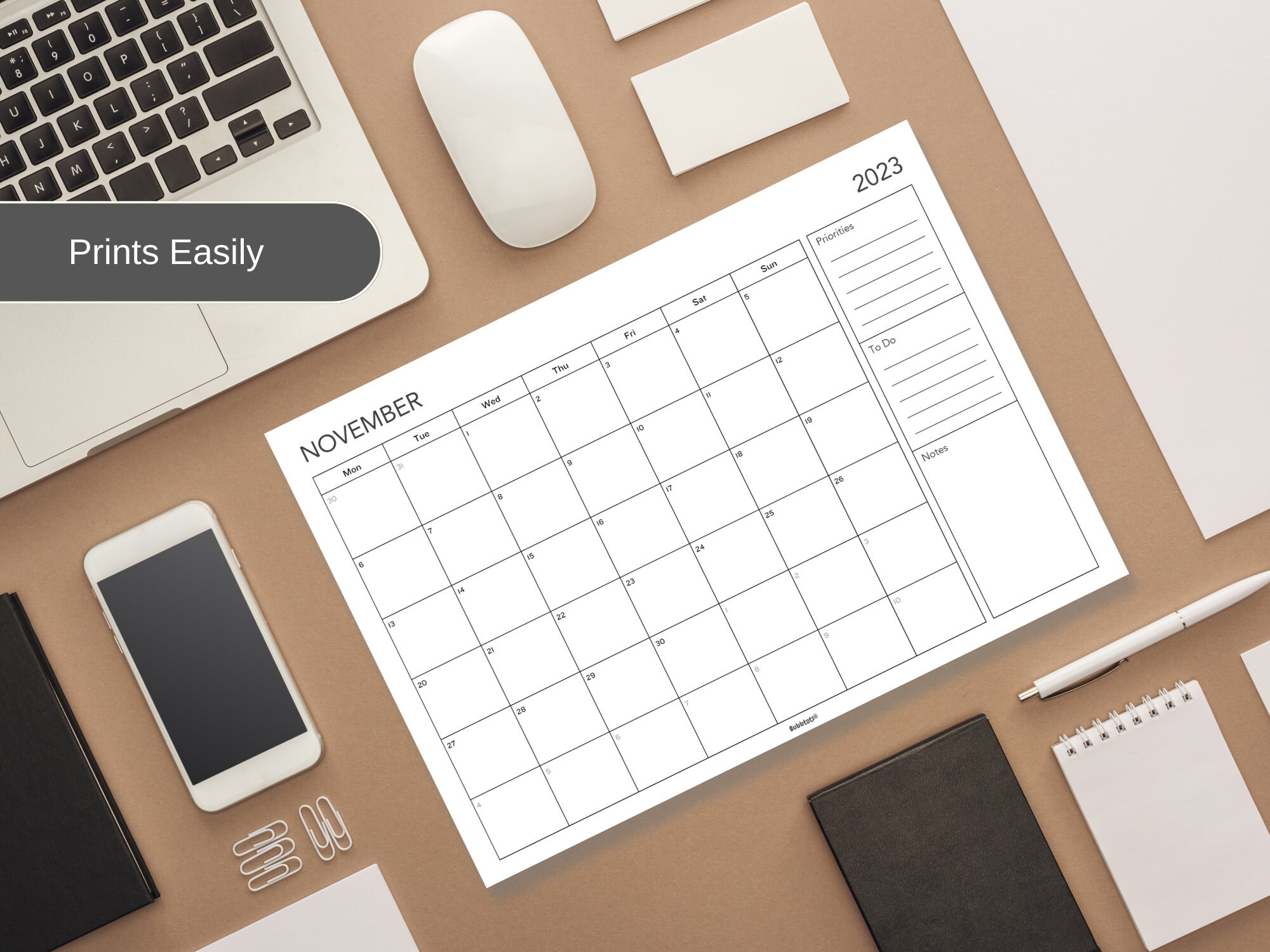 2023 2024 Minimalist Monthly Calendar Planner + Yearly Calendar ...
