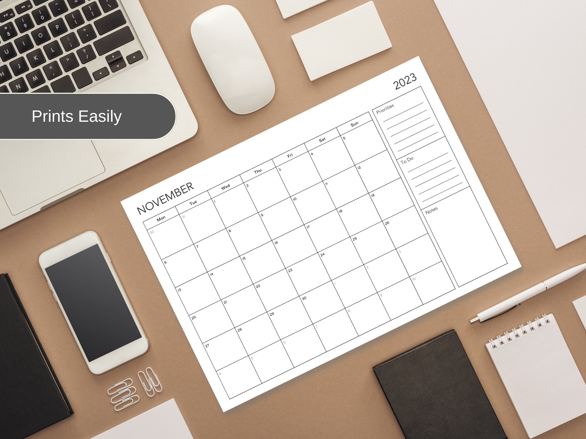 2023 2024 Minimalist Monthly Calendar Planner and Yearly Calendar ...