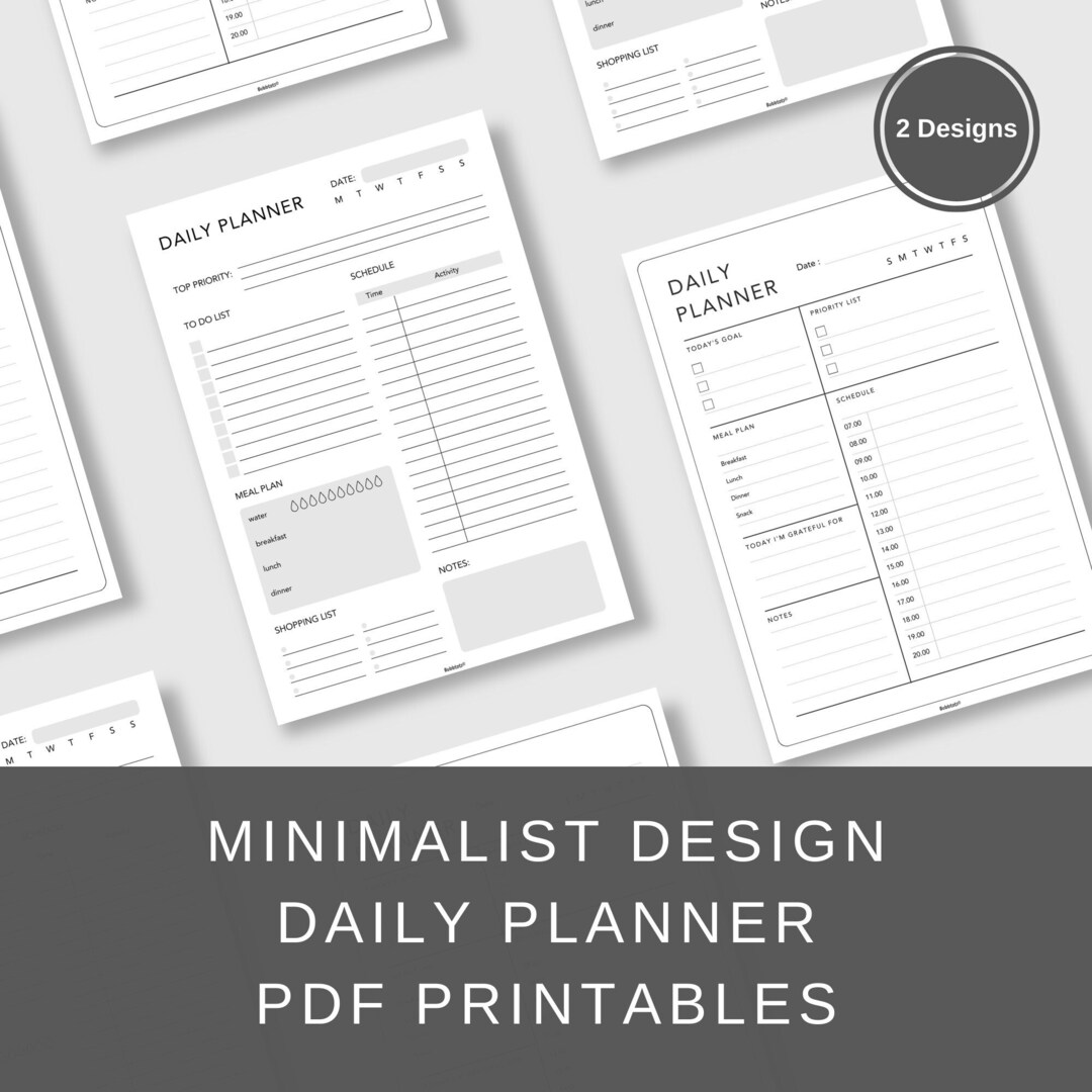 Minimalist Undated Daily Planner Printable Stationery Daily Task Sheet ...