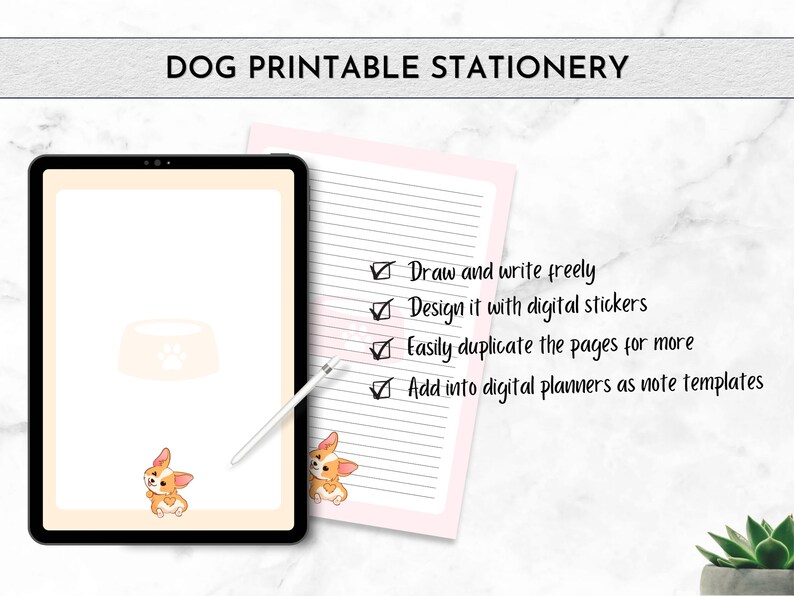 Corgi Dog Printable Stationery Digital Note Paper | A4 and US Letter ...