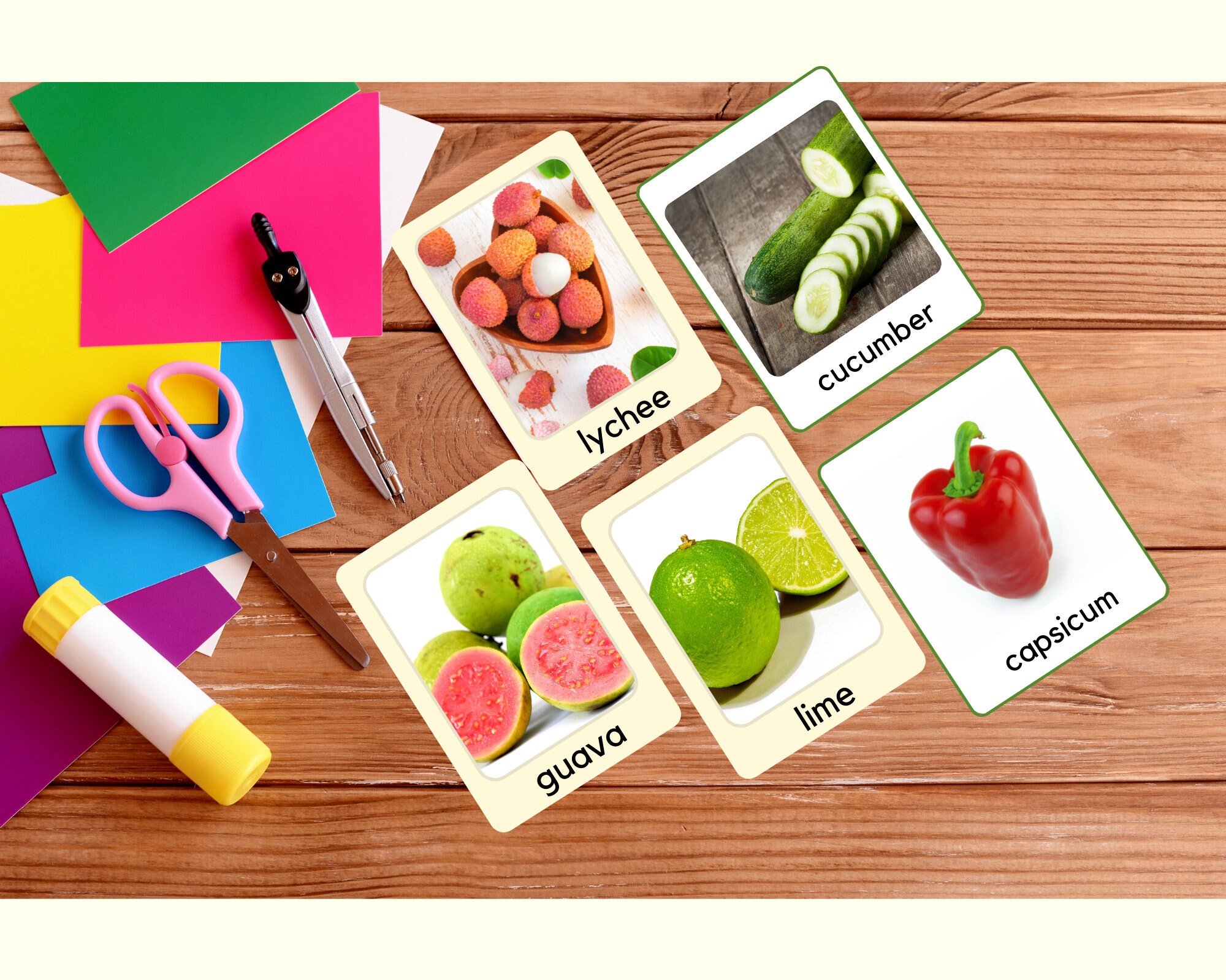 Educational Fruits and Vegetables Flash Cards for Kids - Fun and ...
