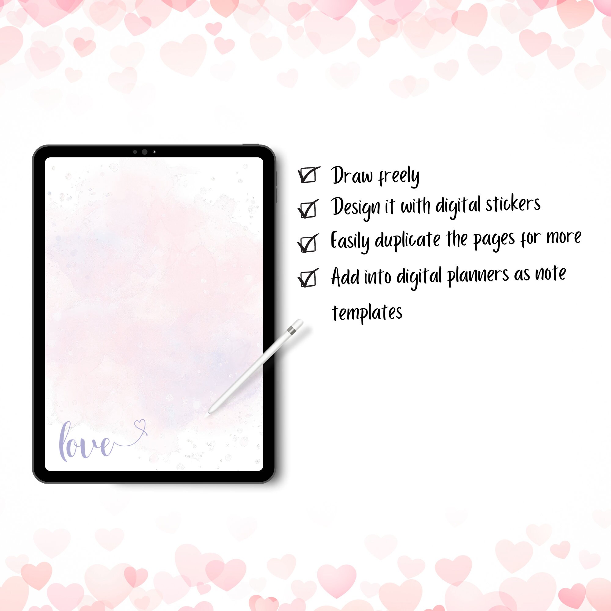 Love Notes Paper Bundle Printable Stationery Digital Note Paper | A4 ...