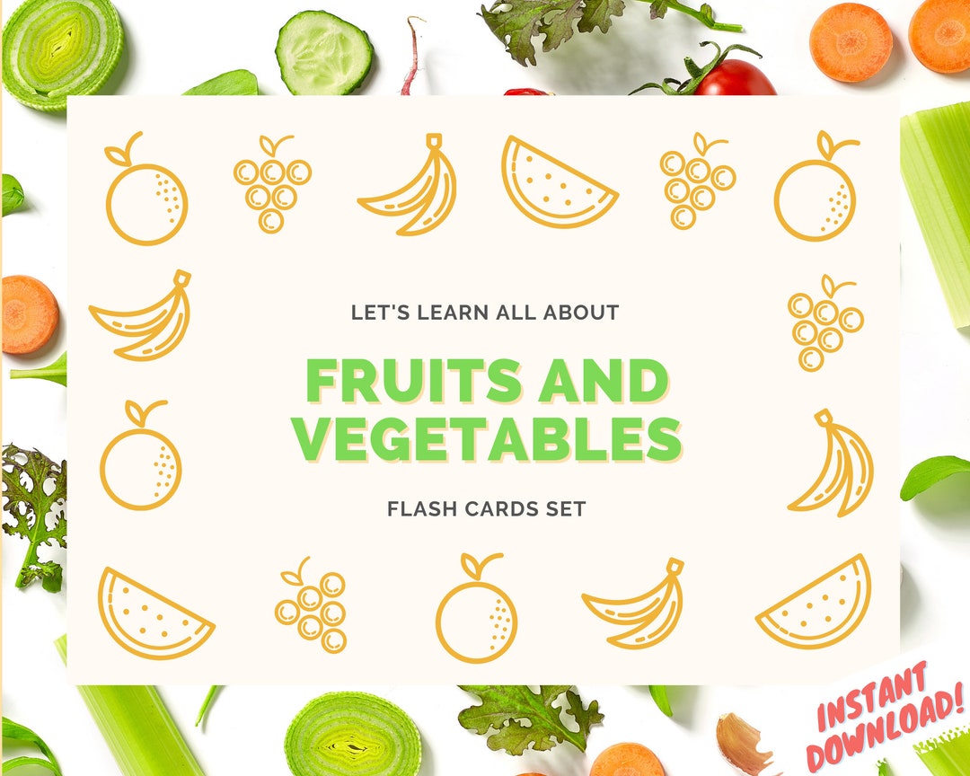 Educational Fruits and Vegetables Flash Cards for Kids - Fun and ...