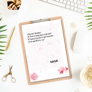 Love Notes Paper Bundle Printable Stationery Digital Note Paper A4 and ...