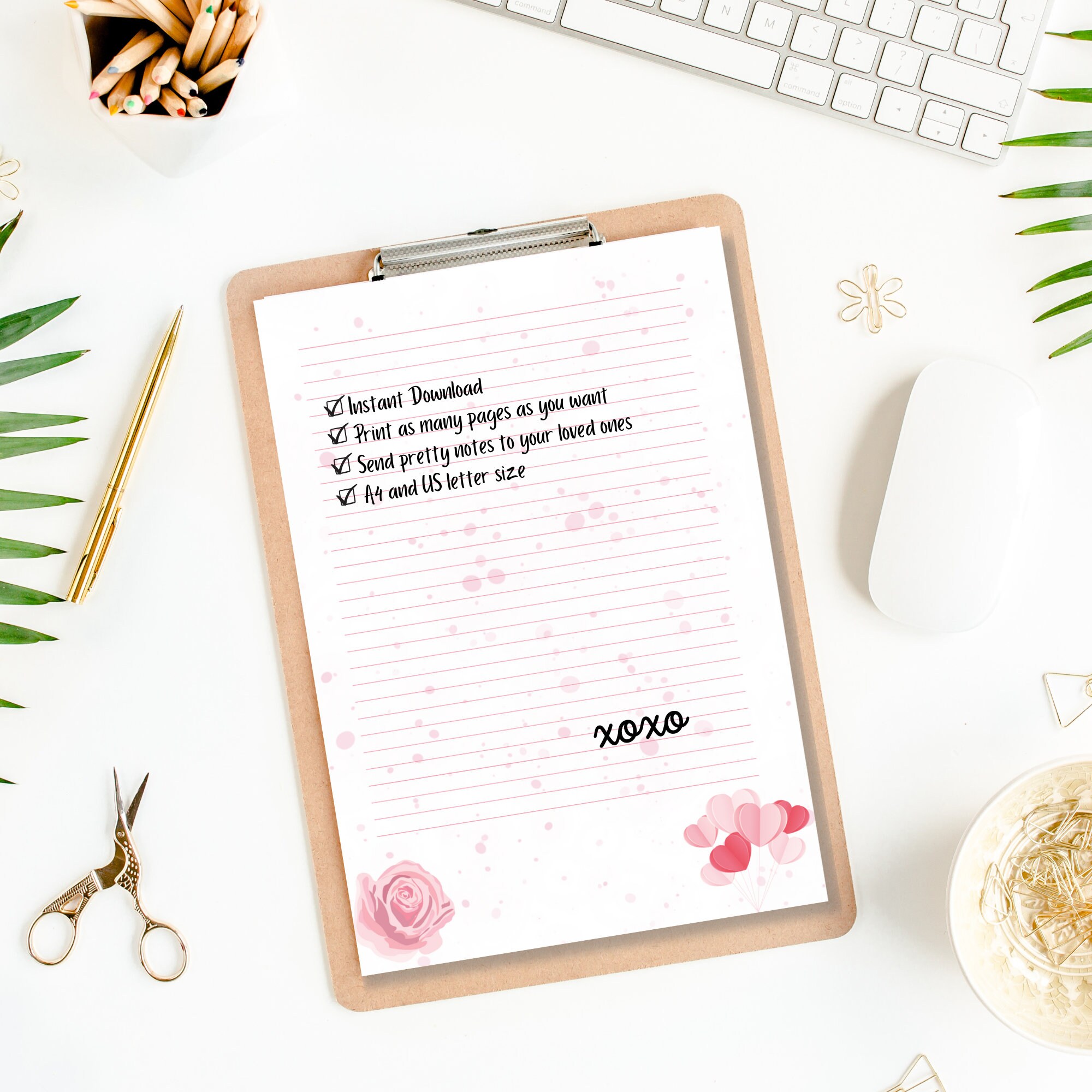 Love Notes Paper Bundle Printable Stationery Digital Note Paper | A4 ...