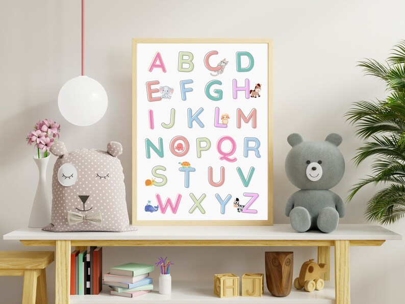 ABC Alphabets and Numbers Safari Animals Printable Wall Art Kids ...