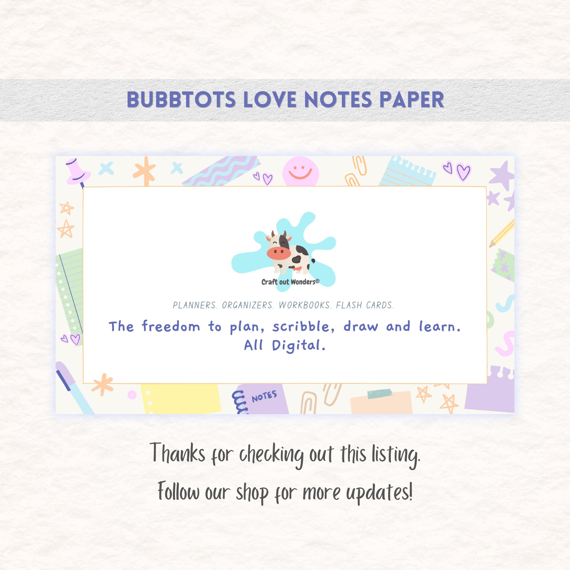 Love Notes Paper Bundle Printable Stationery Digital Note Paper A4 and ...