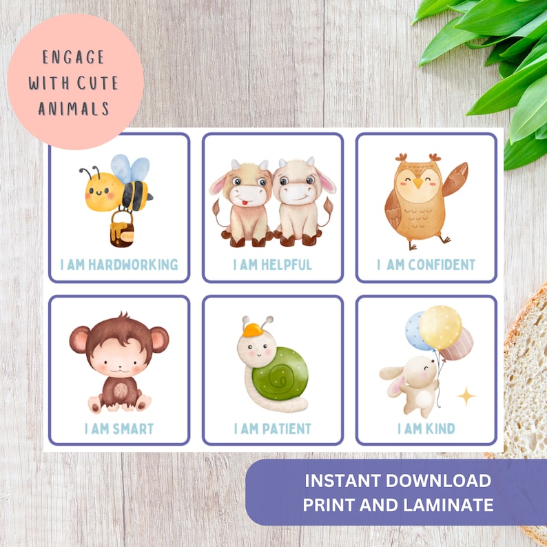 Printable Affirmation Cards for Kids Positive Affirmation Cards Digital ...