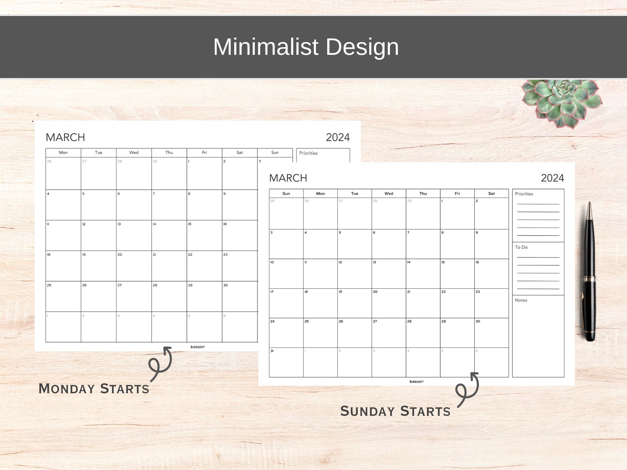 2023 2024 Minimalist Monthly Calendar Planner and Yearly Calendar ...