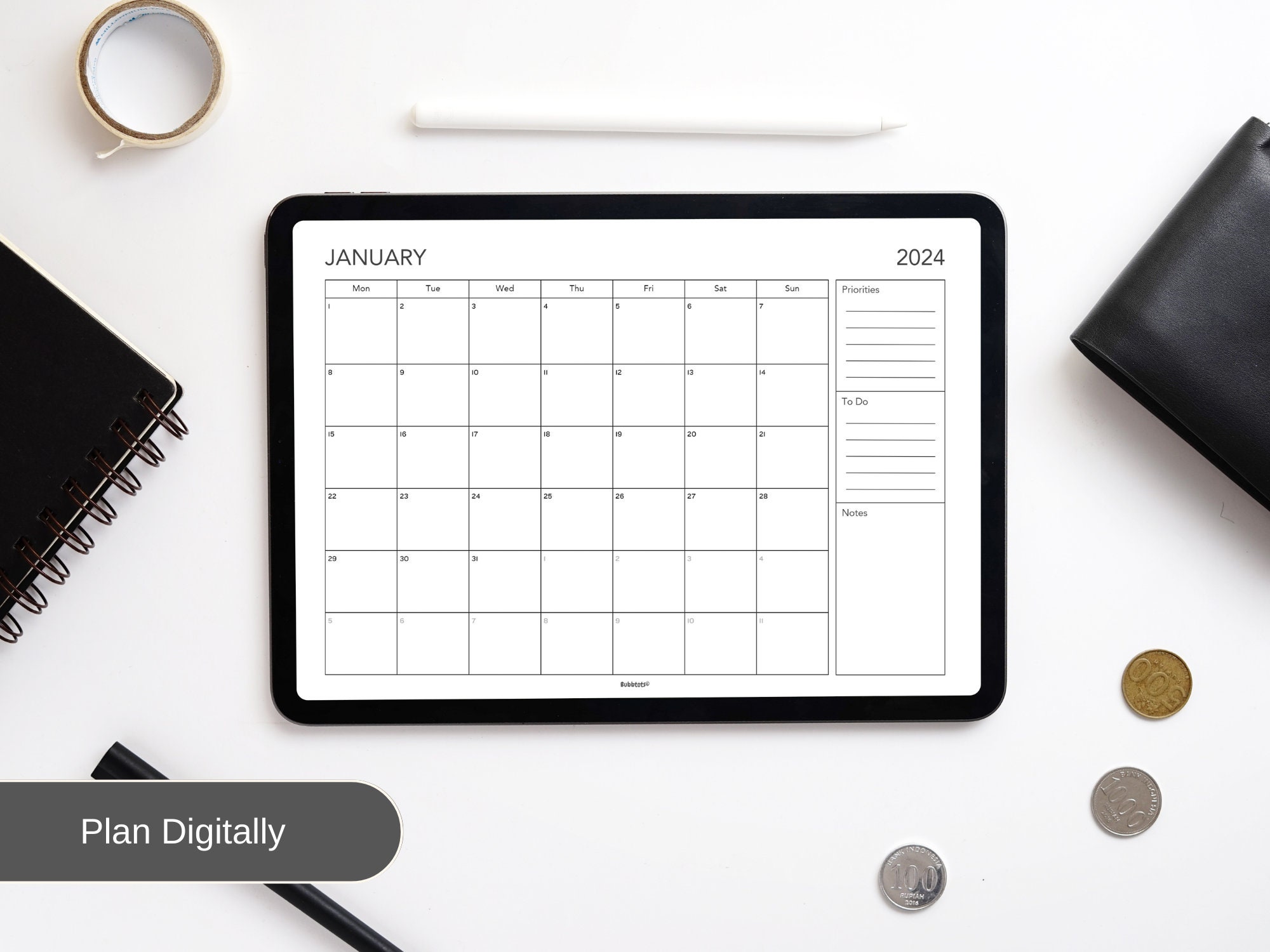 2023 2024 Minimalist Monthly Calendar Planner Yearly Calendar Printable ...