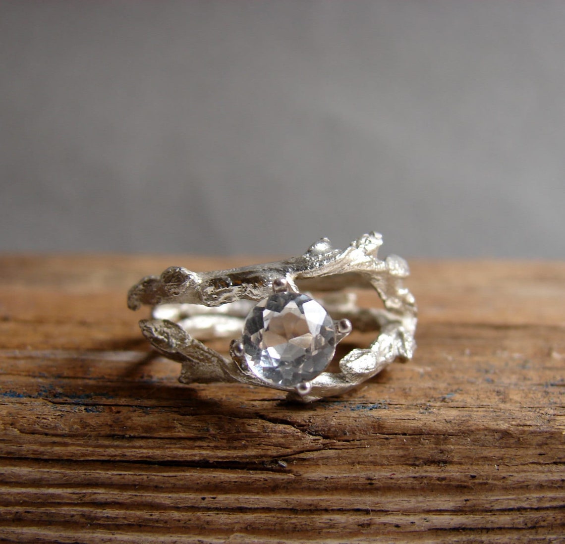 Alternative Diamond Ring Sterling Silver Branch Ring With a | Etsy