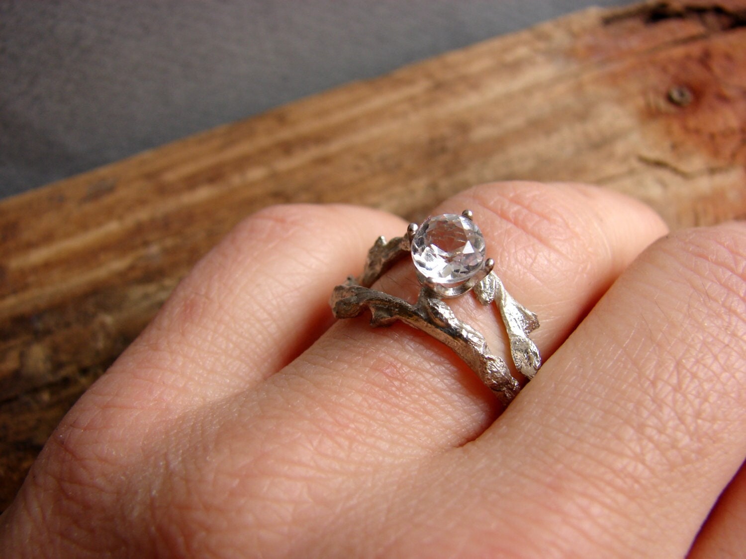 Alternative Diamond Ring Sterling Silver Branch Ring With a | Etsy