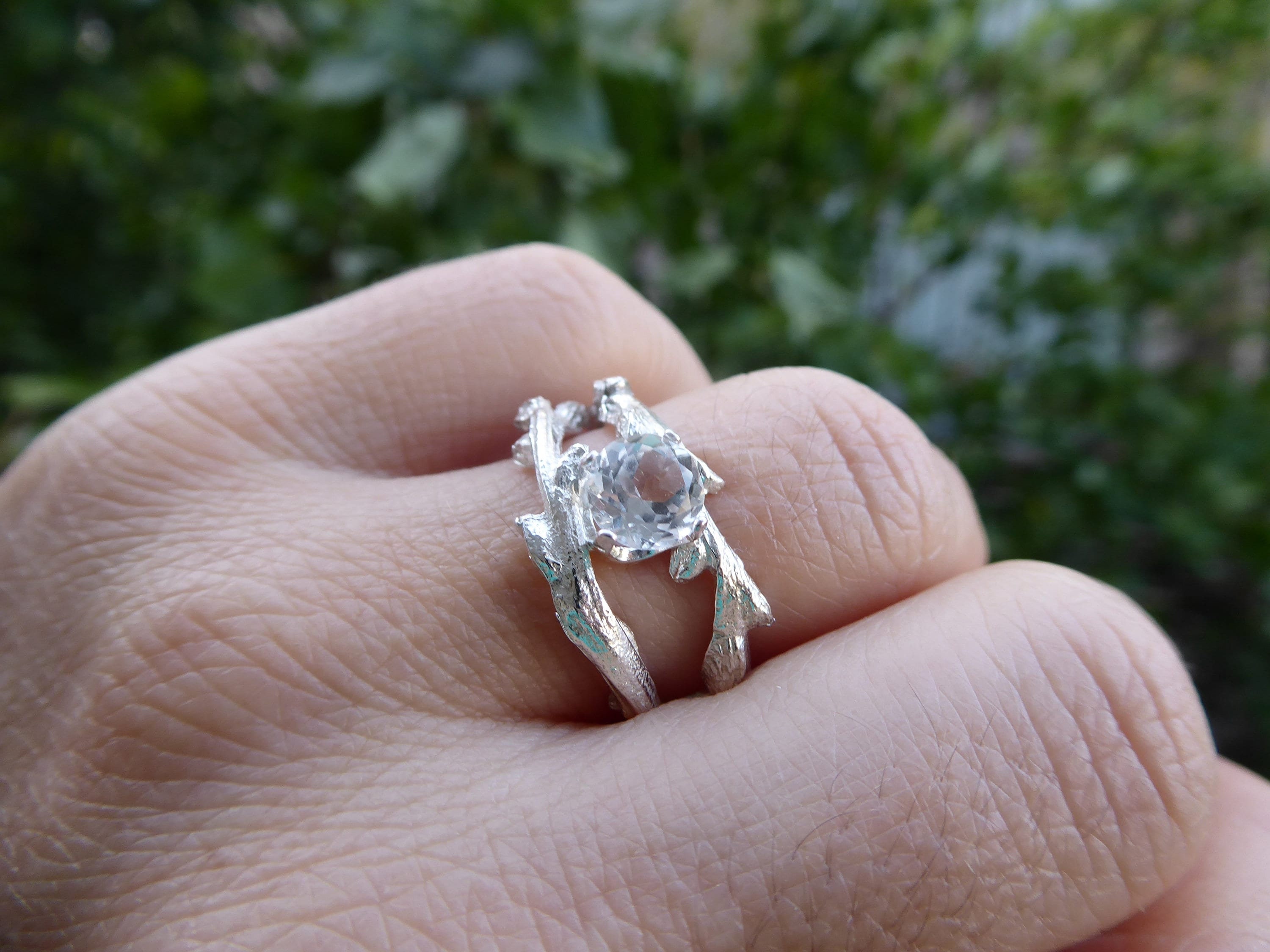 Alternative Diamond Ring Sterling Silver Branch Ring With a | Etsy