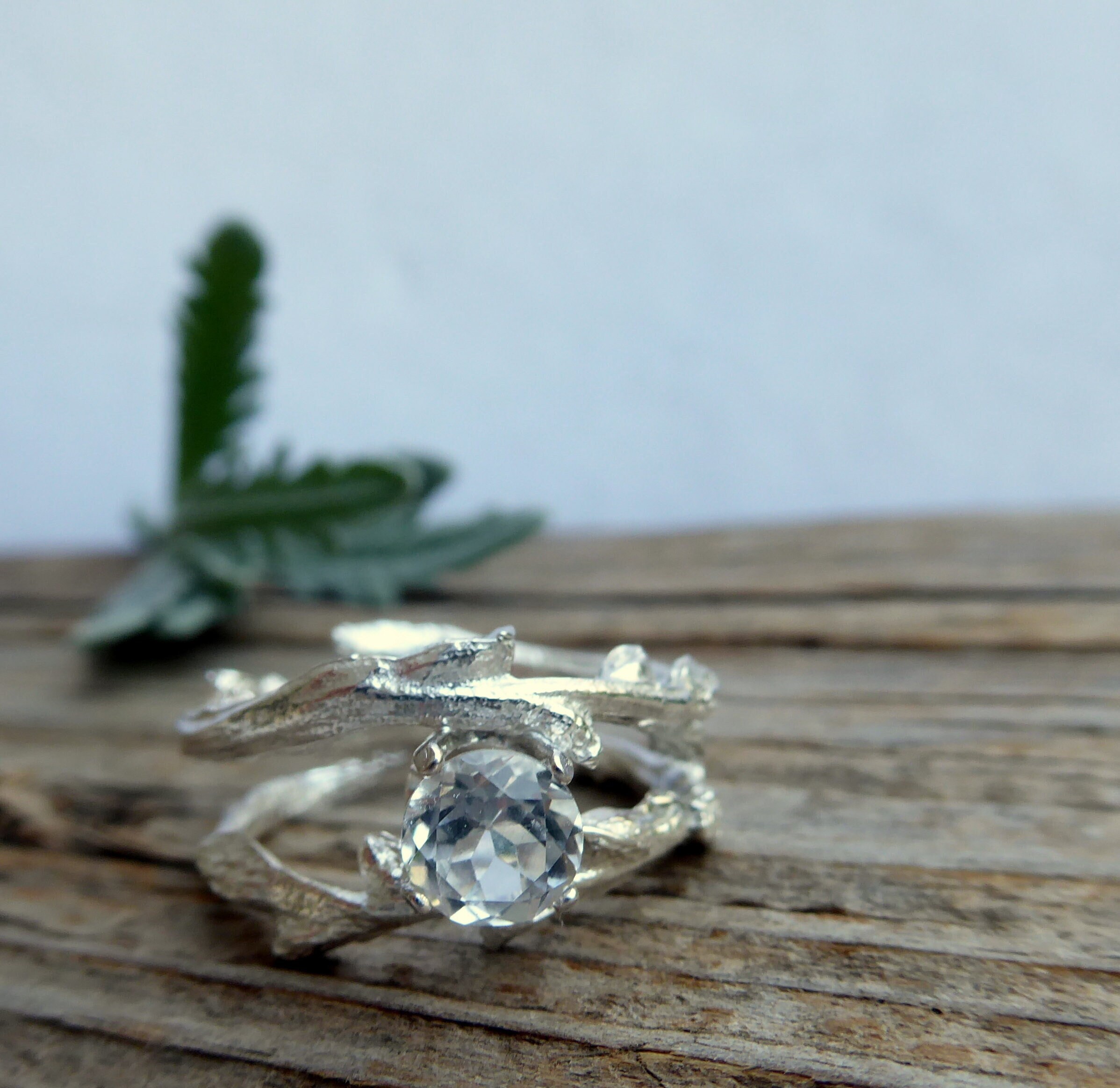 Alternative Diamond Ring Sterling Silver Branch Ring With a | Etsy