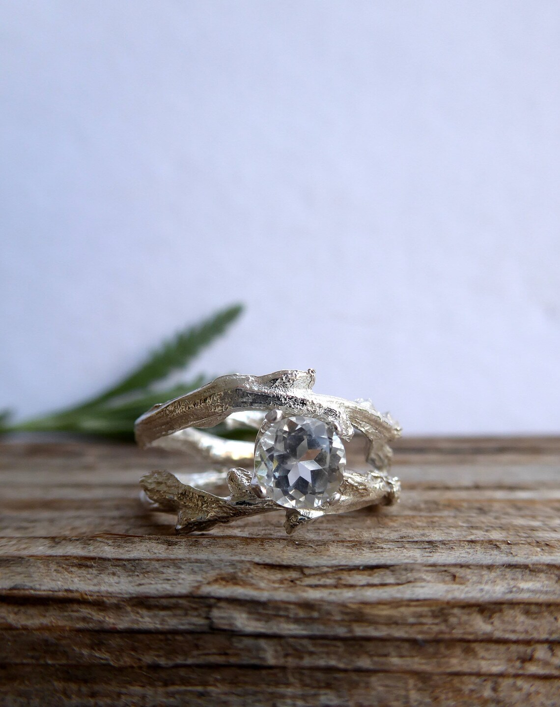 Alternative Diamond Ring Sterling Silver Branch Ring With a | Etsy