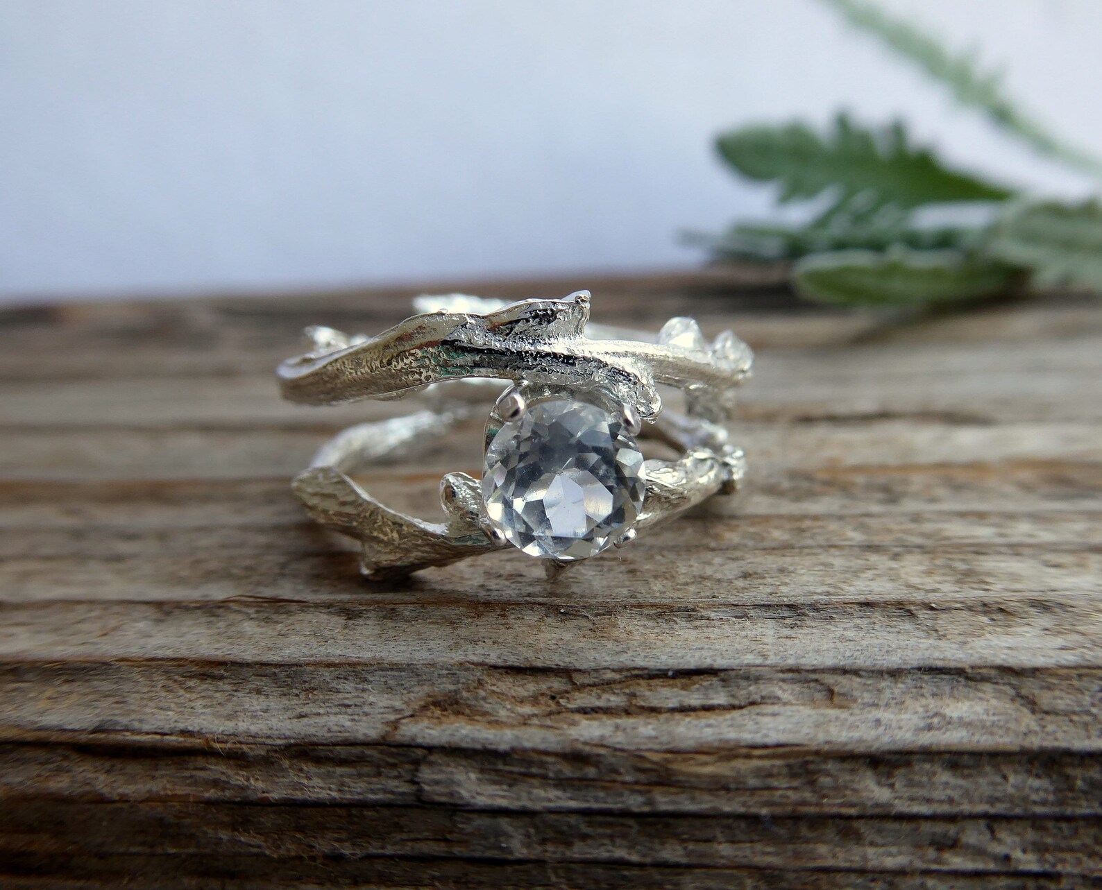 Alternative Diamond Ring Sterling Silver Branch Ring With a | Etsy