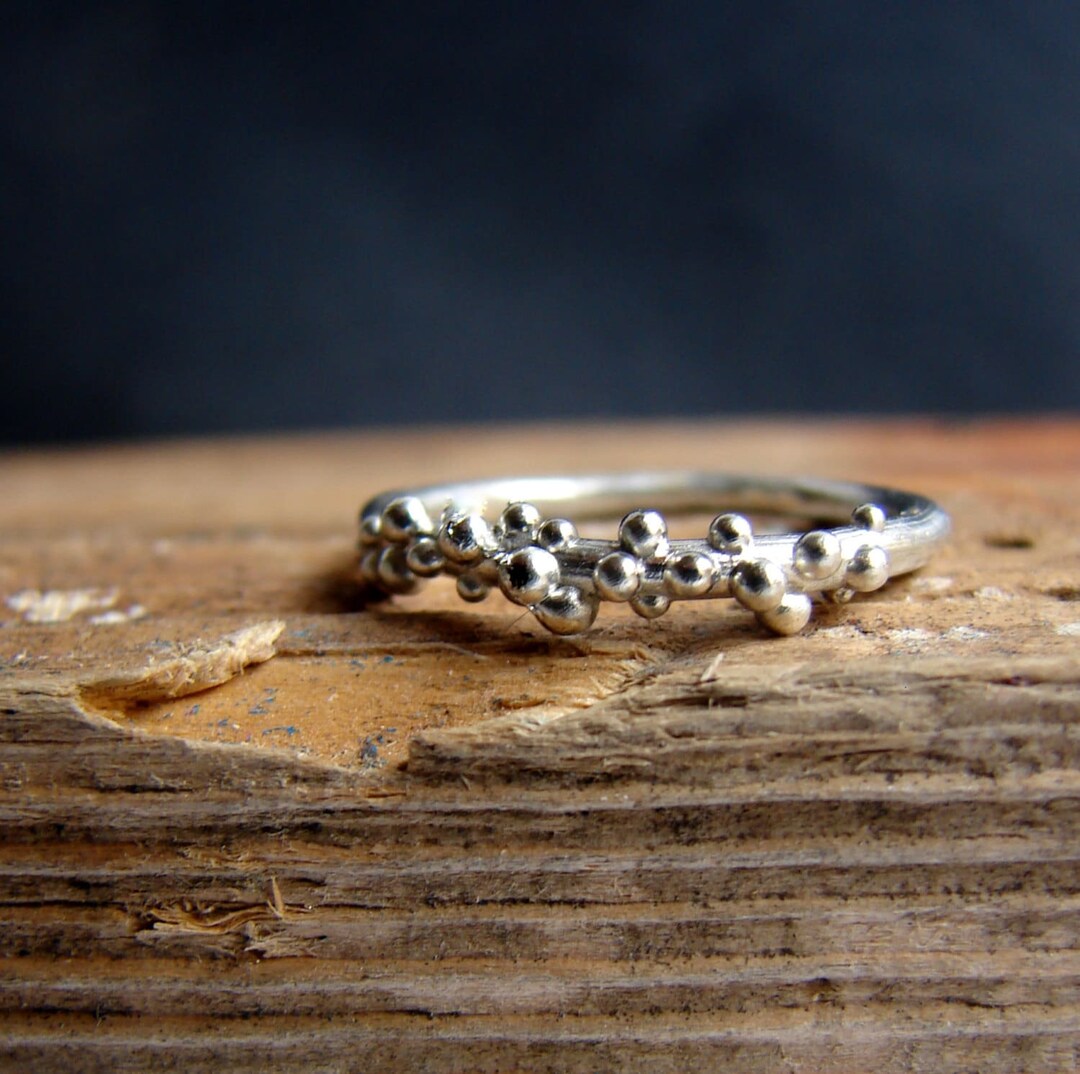 Sterling Silver Bubble Ring, Dot Ring Stack Ring, Organic Jewelry ...