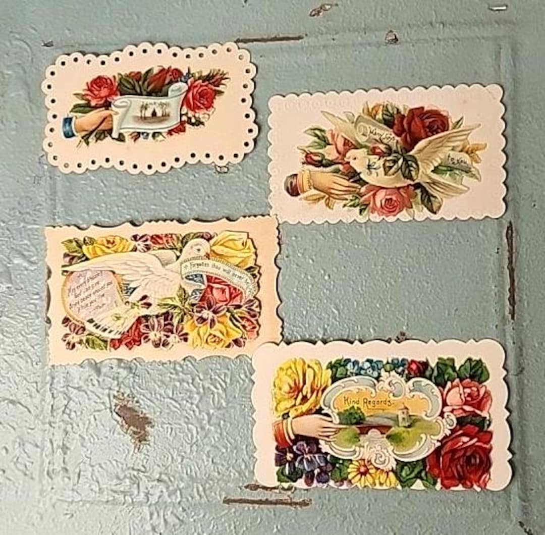 Victorian Die Cut Cards Calling Cards (4) Dance Visiting Embossed - Etsy