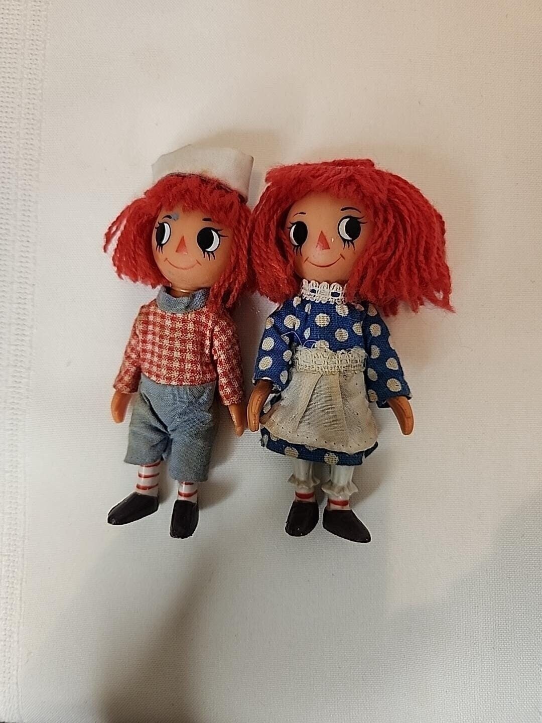Bobbs Merrill Raggedy Ann Andy Dolls Vintage Jointed 4 Hong Kong 1980 ...