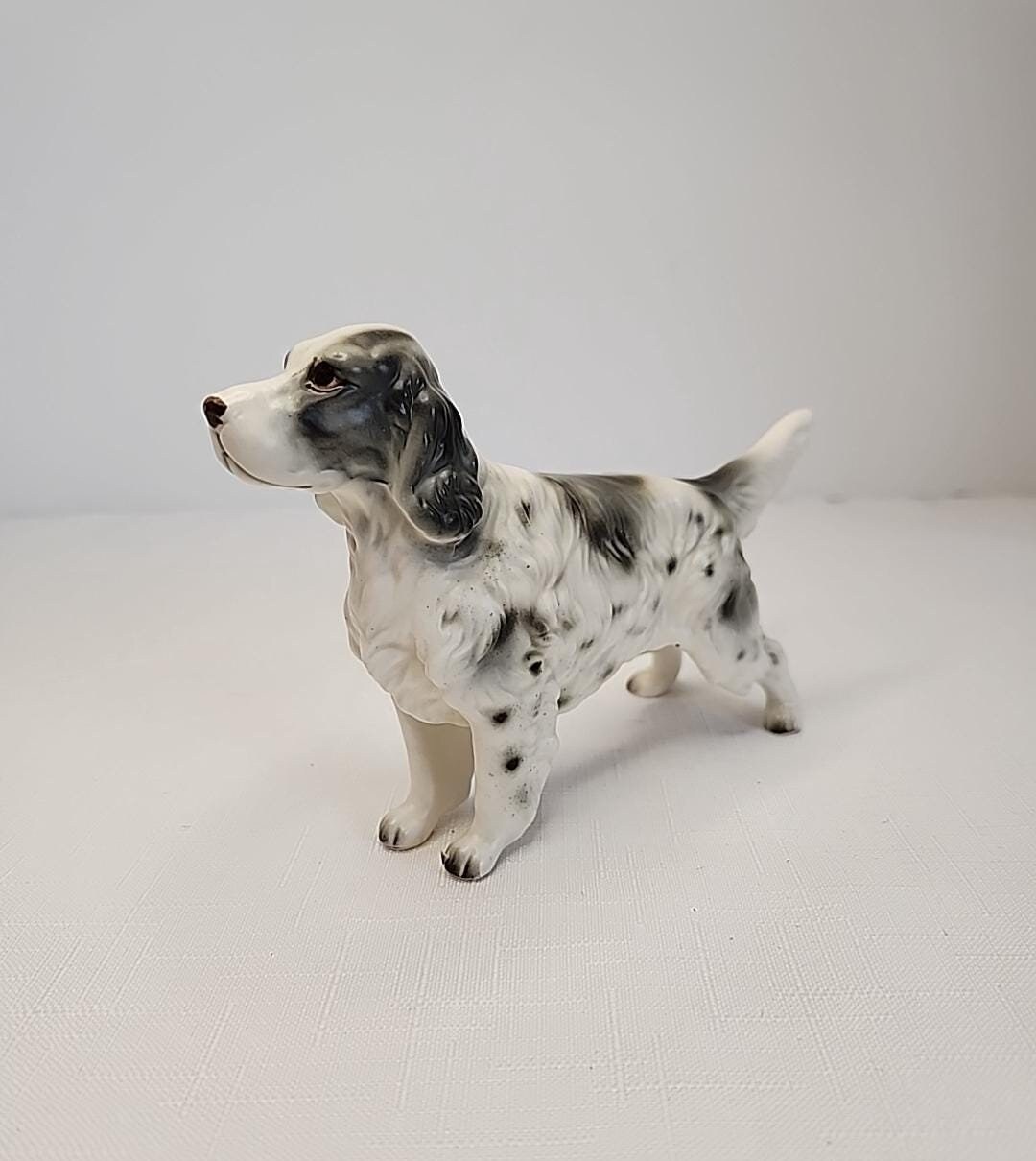 Vintage English Setter Dog Figurine Spotted Black and White Home Decor ...