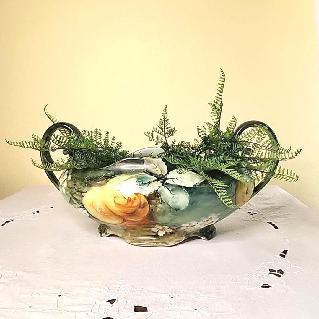 Vintage Coplan Austrian Porcelain Bowl 2 Handles Oval Floral Decor ...
