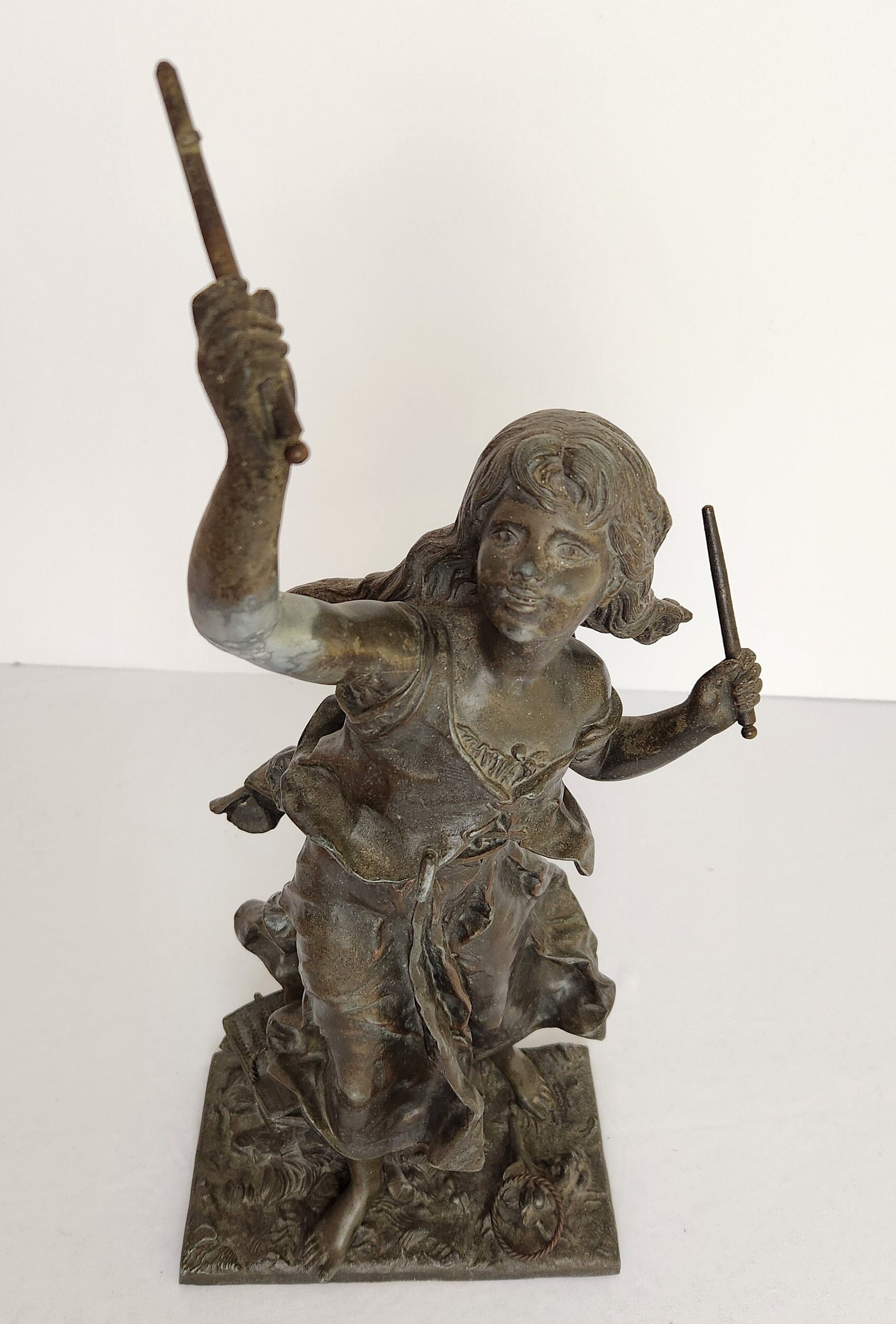 Vintage Spelter Lady Figure Flowing Hair and Dress Bronze Type 20 Tall ...