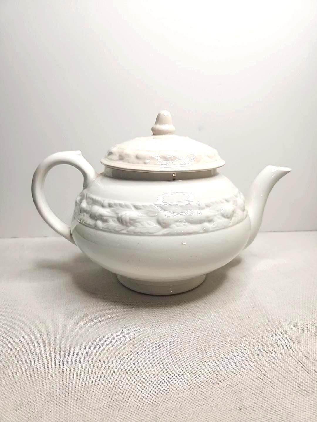 Vintage White Adams Real English Ironstone Teapot Micratex Raised ...