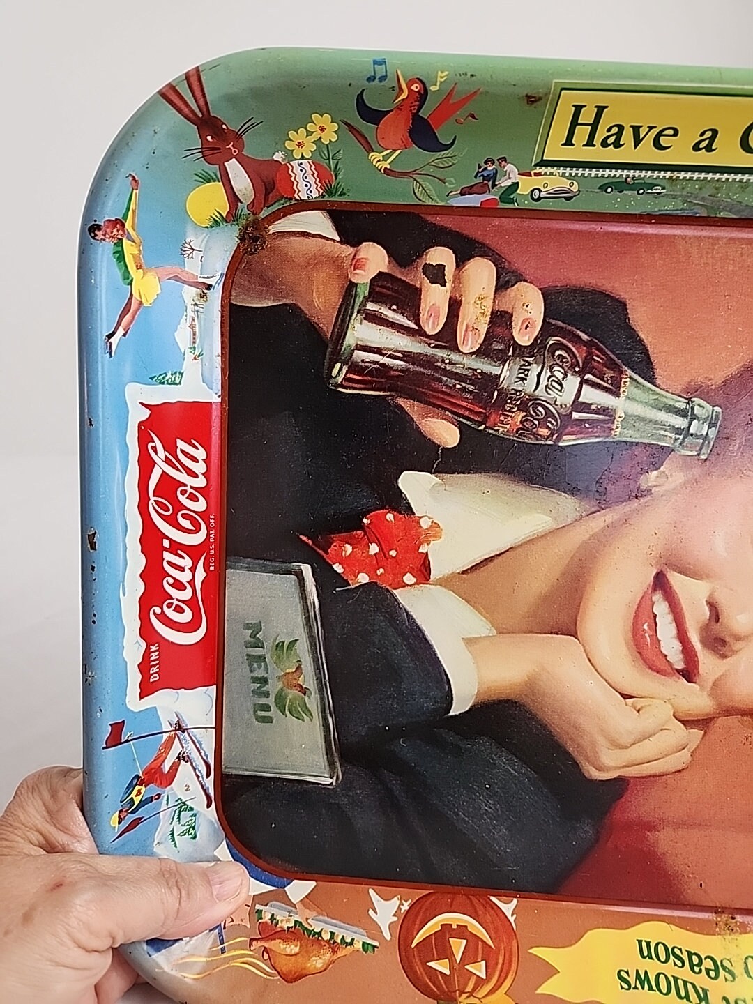 Coca-cola Serving Tray 1953 Coke thirst Knows No Season Beverage Tray ...