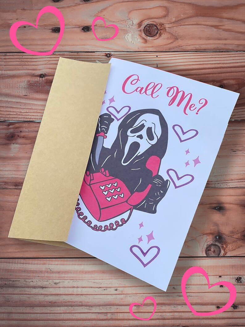 Scream 'call Me' Valentines Day Card-ghostface Card-greeting Cards - Etsy