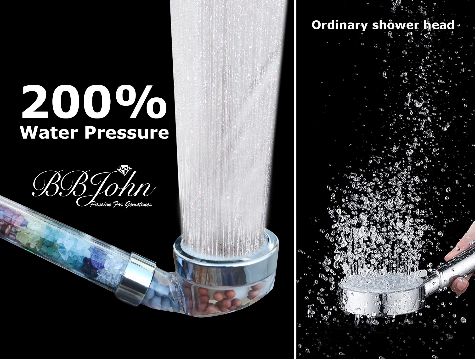 Chakra Crystal Shower Head LED Hose/bracket. Natural - Etsy