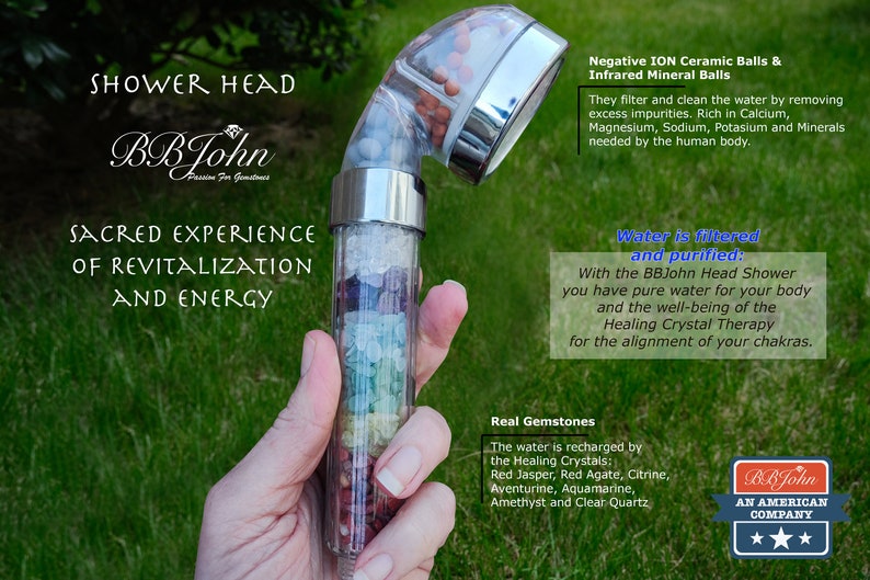 Chakra Crystal Shower Head: LED Color Therapy, Gemstone Filtration - Etsy