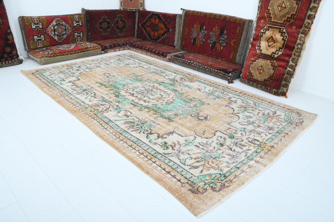 5x9 Rug,vintage Rug 5x9,faded Turkish Rug,5x9 Oushak Rug,neutral Area ...