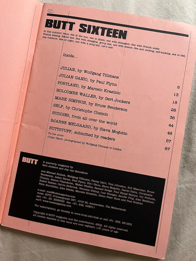 BUTT Magazine Issue 16 RARE Out of Print Summer 2006 First Edition - Etsy