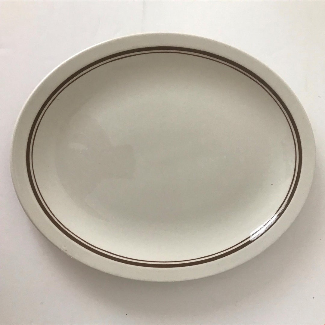 Small Serving Platter DURALINE HOTELWARE White Brown Trim - Etsy