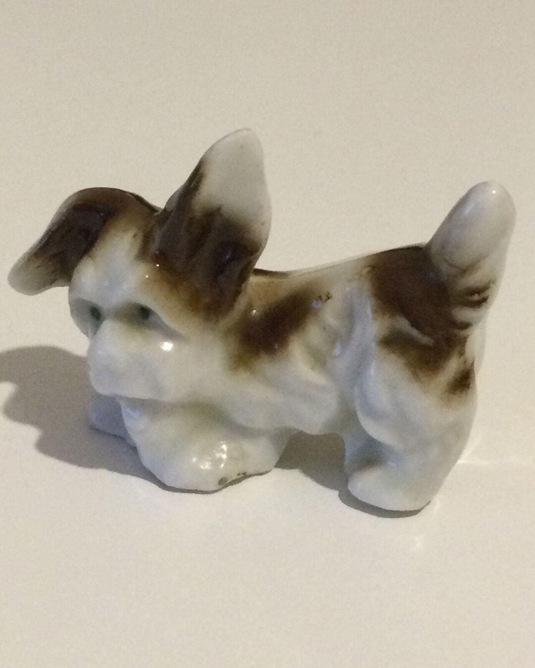 Funny Little Kitsch Miniature Pup Dog Ornament Figurine. Brown and ...