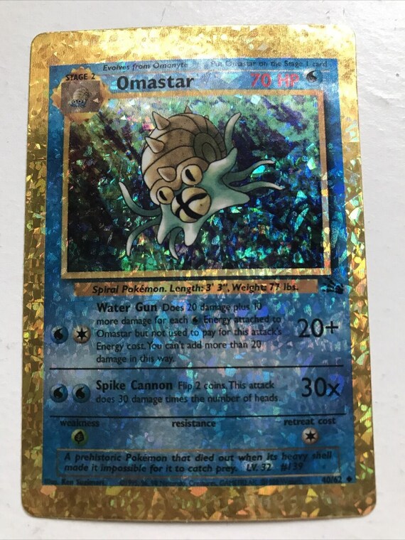 Vintage 90s Pokemon Vending STICKER Card HOLO Omastar 40/62 - Etsy
