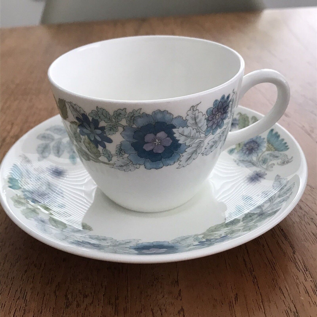 1970s Retro Wedgwood Clementine Tea Cup & Saucer. Blue White Floral. - Etsy