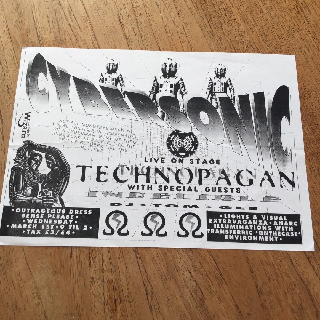 1990s Clubbing Rave Memorabilia. Flyer for Cybersonic, Reading. With ...
