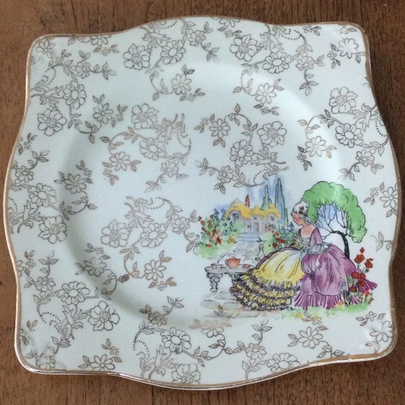 Vintage Empire Shelton Ivory Fancy Square Plate Crinoline Lady - Etsy