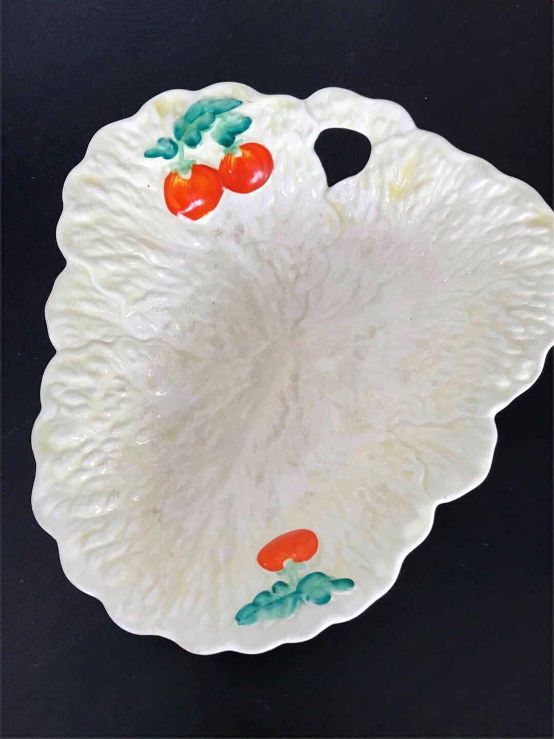 Vintage Beswick Cream Cabbage Leaf Dish. Lettuce Leaf / Tomato / Salad ...