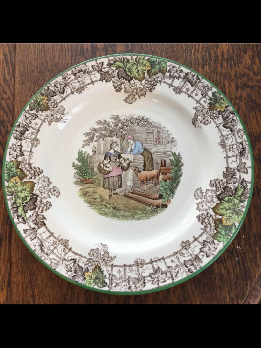 Pretty Copeland Spode’s Byron Plate Vine Leaf Design Multicoloured ...